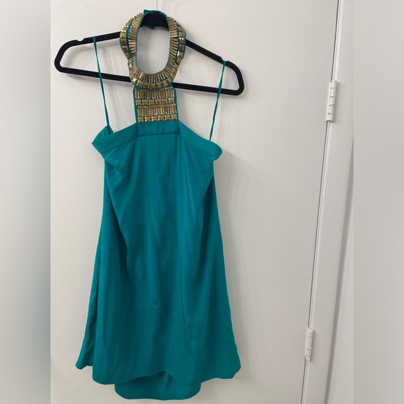 REVOLVE | Dresses | Green Silk Backless Greek Goddess Style Mini Dress ...